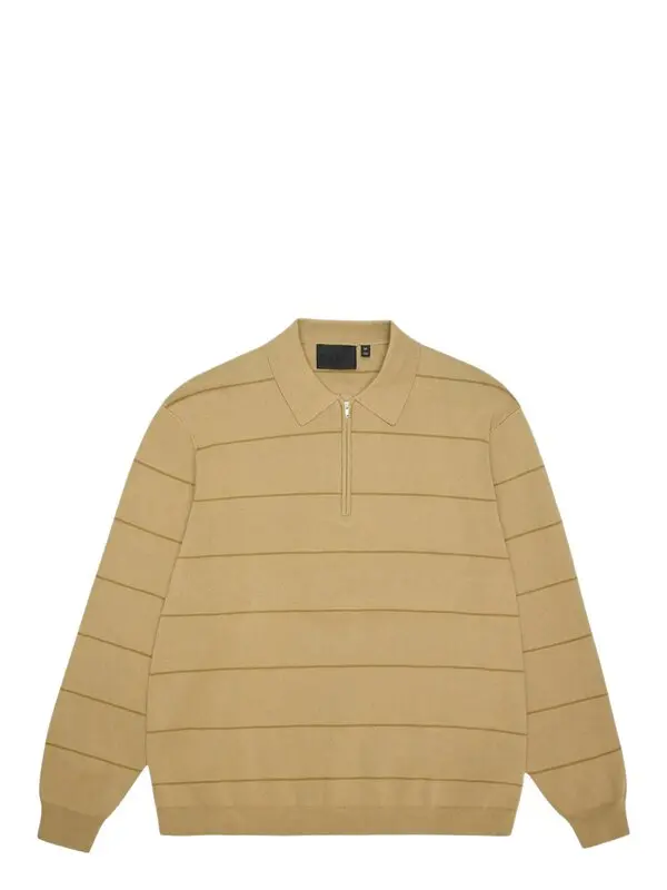 Rains Striped Knit Long-sleeved Polo Shirt - Light Brown