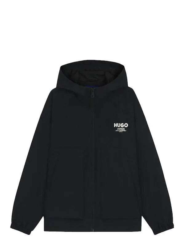 Hugo Boss Hooded Logo-print Zip-up Jacket - Black
