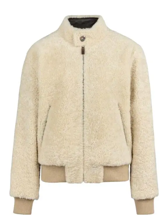 TOD'S Shearling Bomber Jacket - Nude
