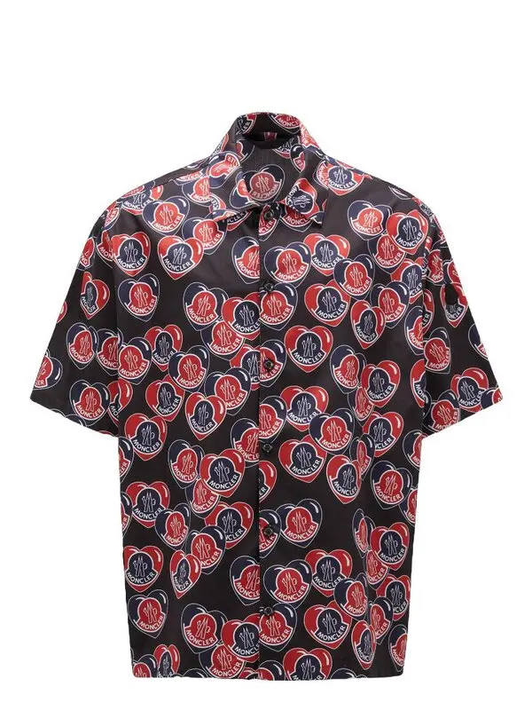 Moncler Heart Printed Short-sleeved Shirt - Black
