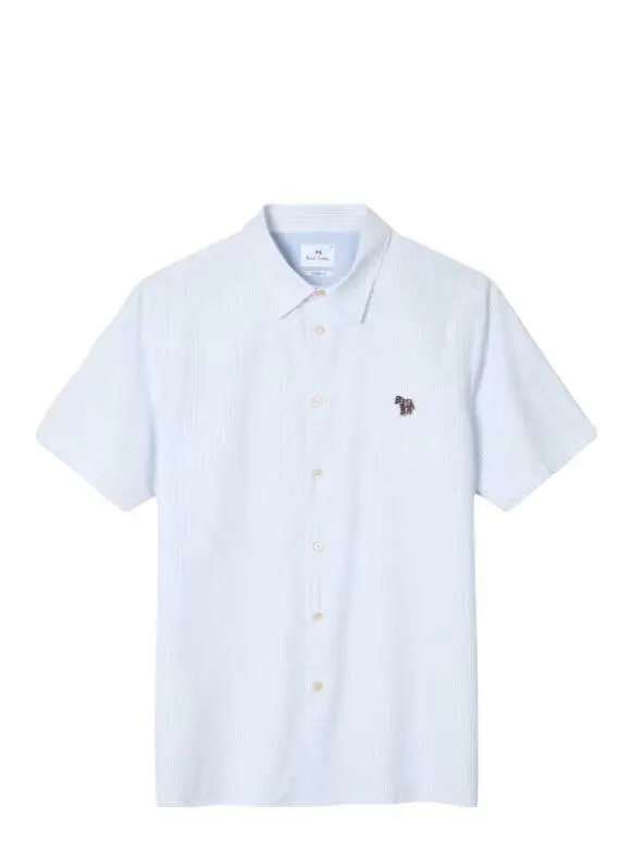 Paul Smith Tailored-fit Stripe Zebra Short-sleeve Shirt - Blue