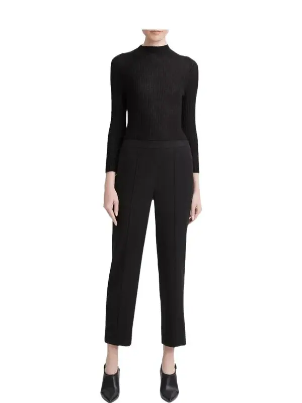 Vince Flannel Mid-rise Easy Pull-on Pants - Black