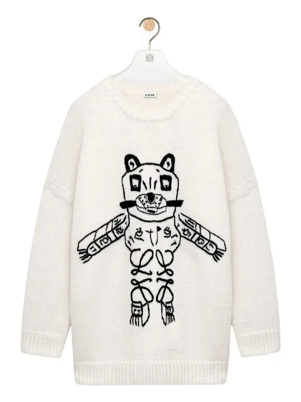 Loewe Wool Sweater With Graphic Detail - White/black