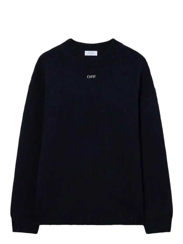Off-White Maxi Arrow Embroidered Knit Crewneck - Blue Graphite