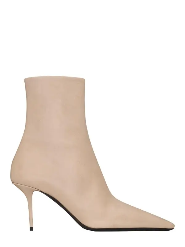 Saint Laurent Ashley Pointed Toe Stiletto Ankle Boots - Nude