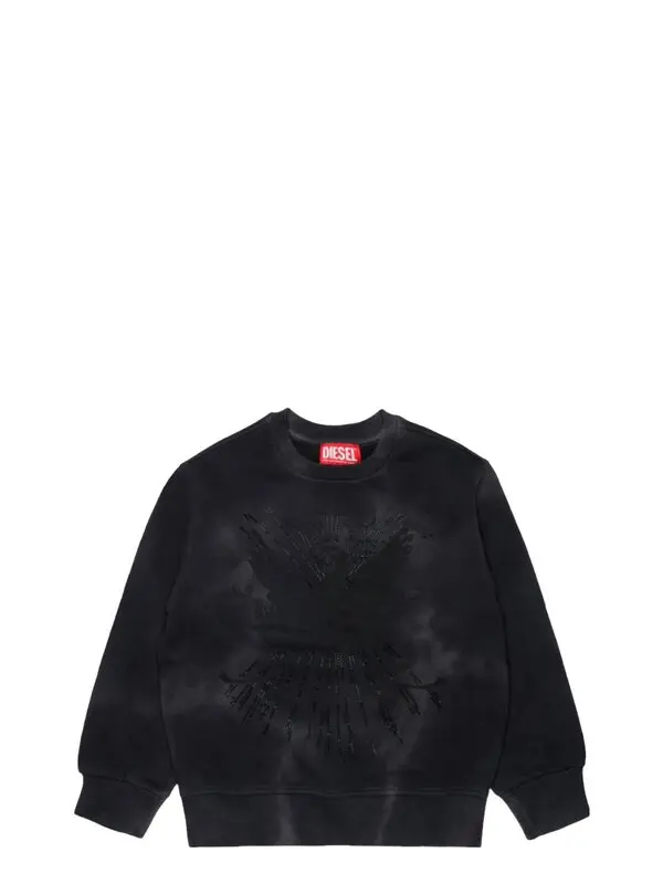 DIESEL® Graphic Print Rhinestone Embellished Sweatshirt - Black