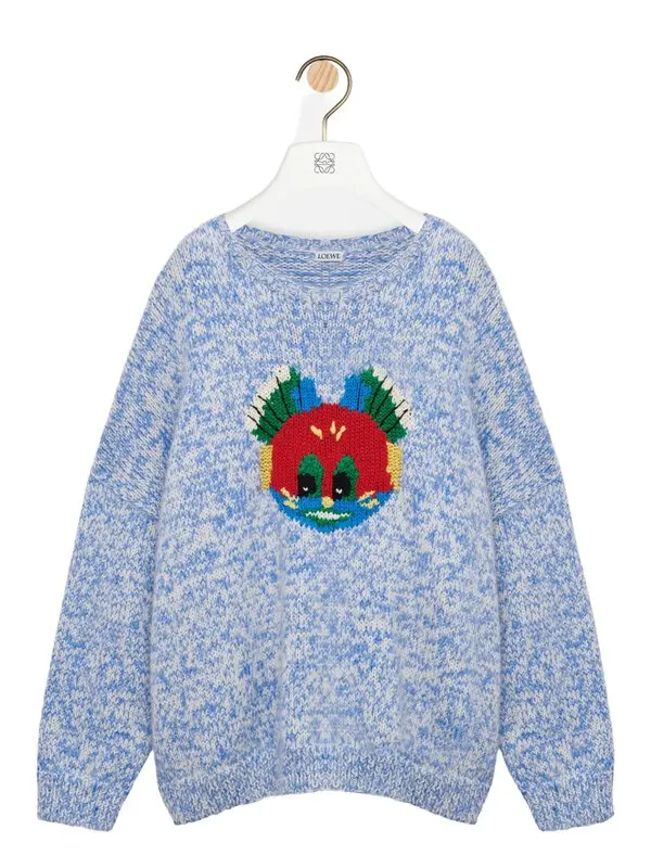 Loewe Sweater In Wool And Mohair Blend - Blue/white