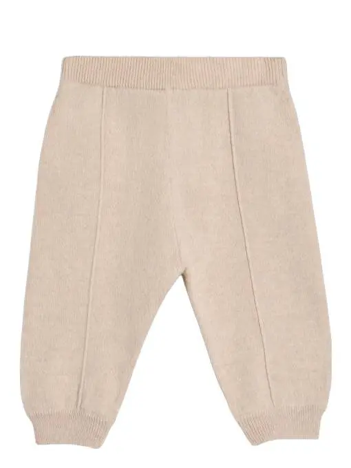 Brunello Cucinelli Knitted Bear-embroidered Trousers - Beige