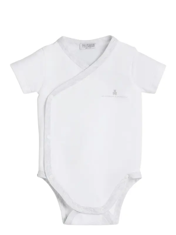Brunello Cucinelli Stretch-cotton Short Sleeve Bodysuit - Light Gray