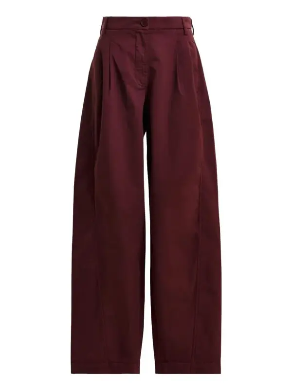 Essentiel Antwerp Tapered Cotton Pants With Twisted Seams - Deep Red
