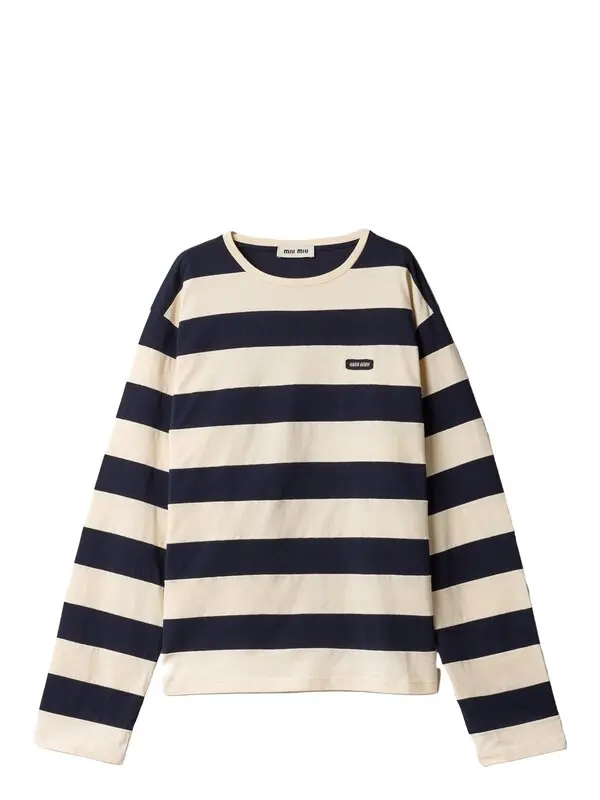 Miu Miu Striped Long Sleeve Jersey T-shirt - Blue/chalk
