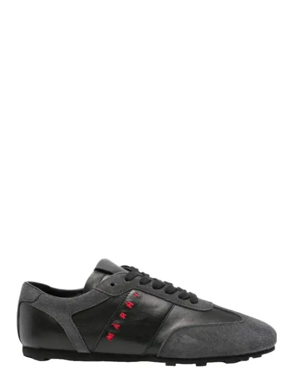 Marni Panelled Logo Embroidered Sneakers - Black