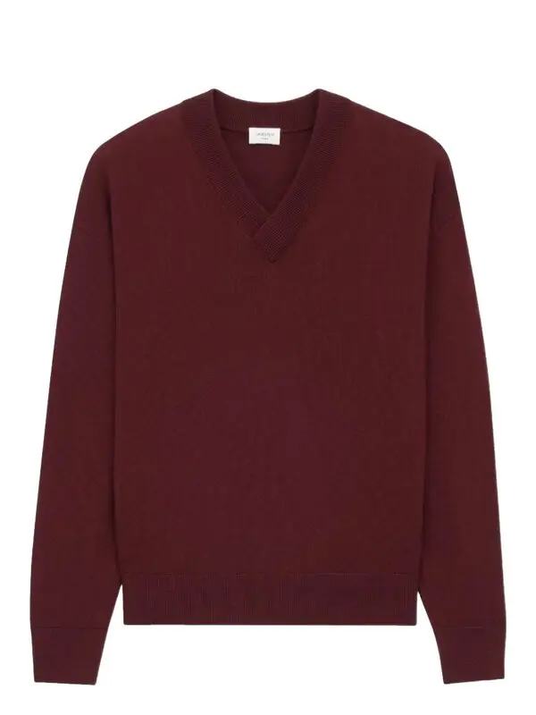 Saint Laurent V-neck Long-sleeved Jumper - Bordeaux