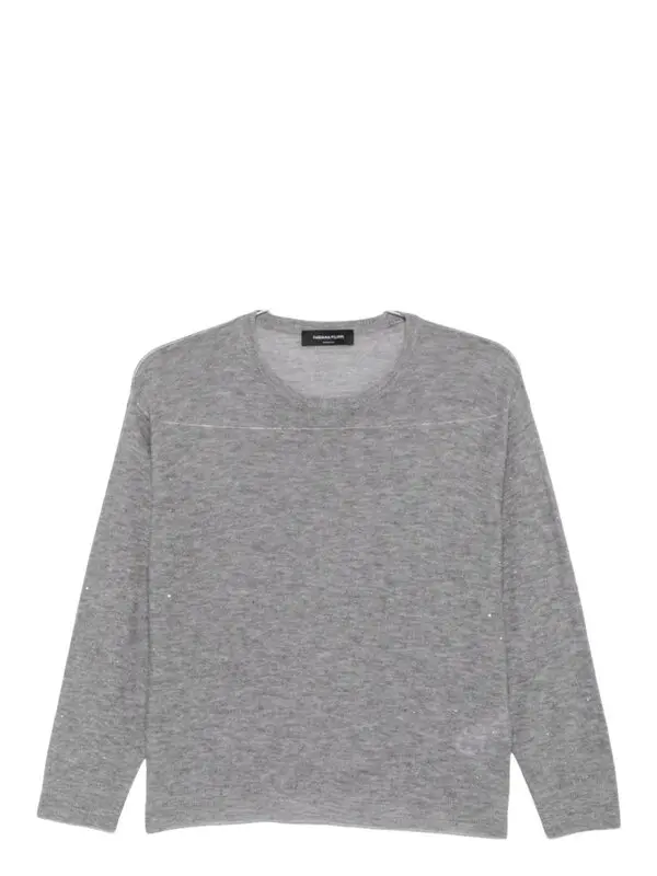 Fabiana Filippi Ribbed Crew-neck Knit Top - Grey