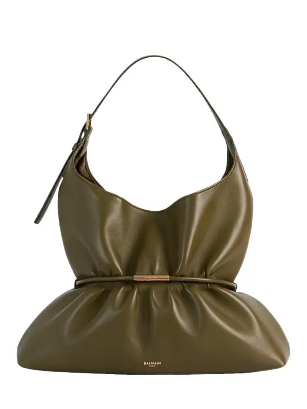 Balmain Sphynx Medium Bag In Smooth Leather - Green