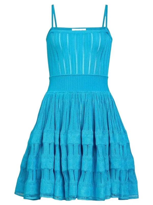 Alaïa Crinoline Knit Mini Dress - Turquoise