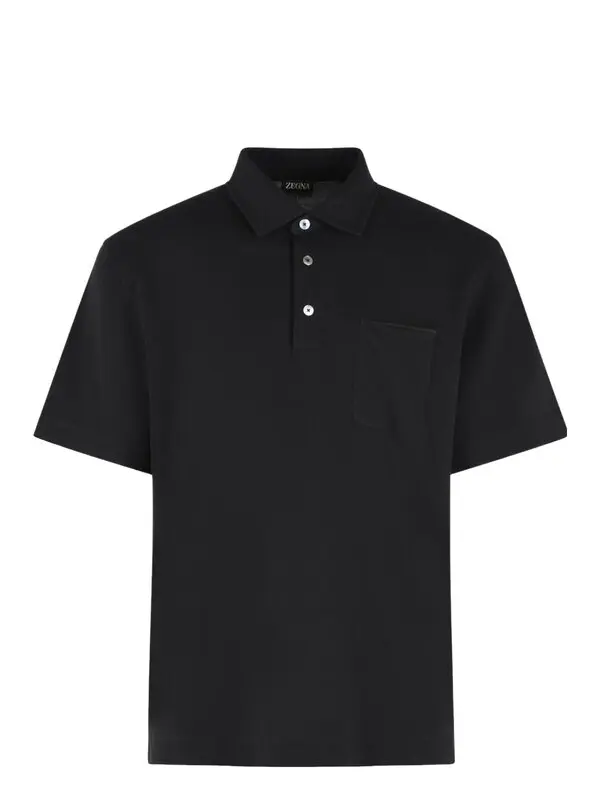 Zegna Pocket Detail Polo Shirt - Black