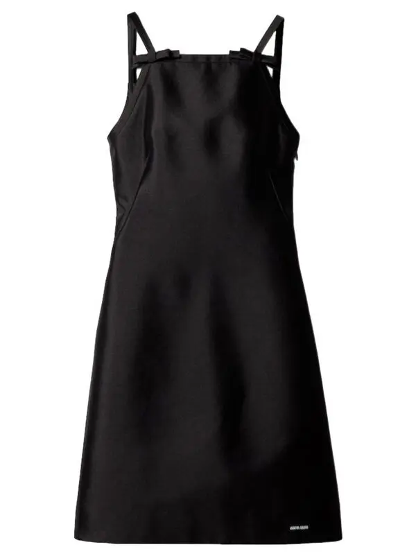 Miu Miu Silk And Wool Mini Dress With Bow Detail - Black