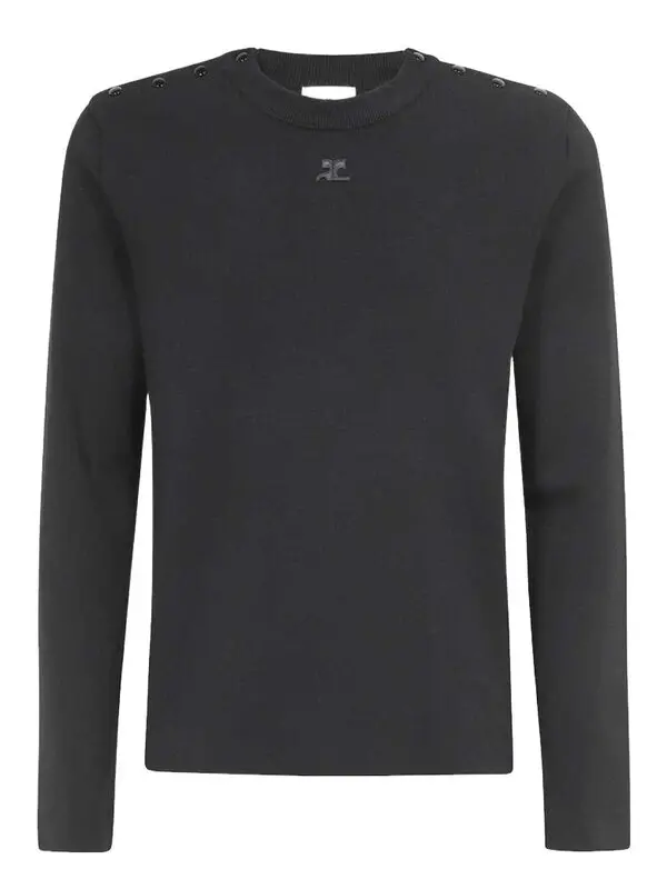 COURREGES Logo-patch Buttoned Jumper - Black