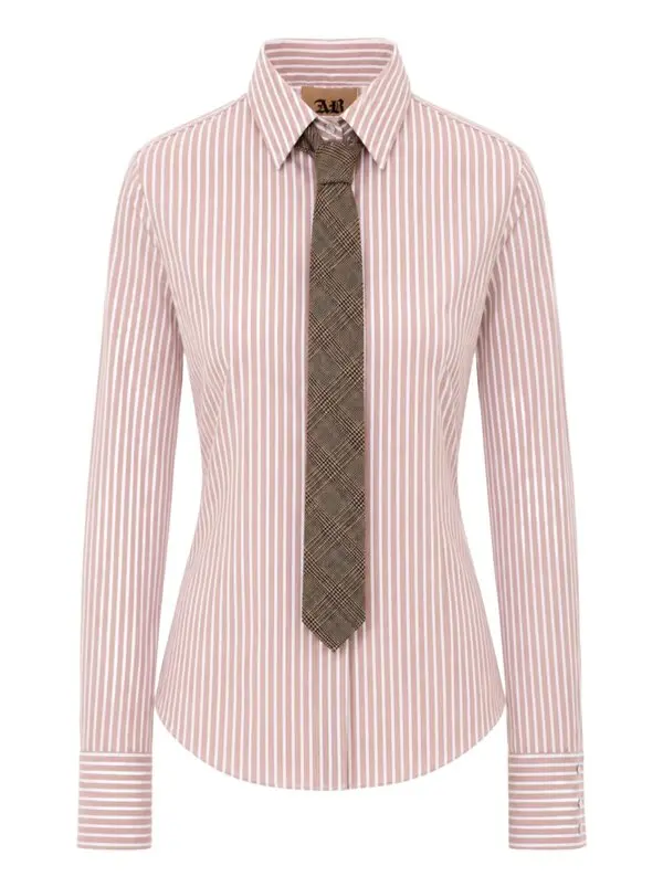 ANIYE BY Striped Shirt With Classic Collar And Curved Hem - No