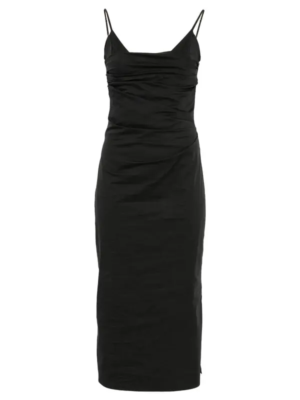 Patrizia Pepe Ruched Spaghetti-strap Midi Dress - Black