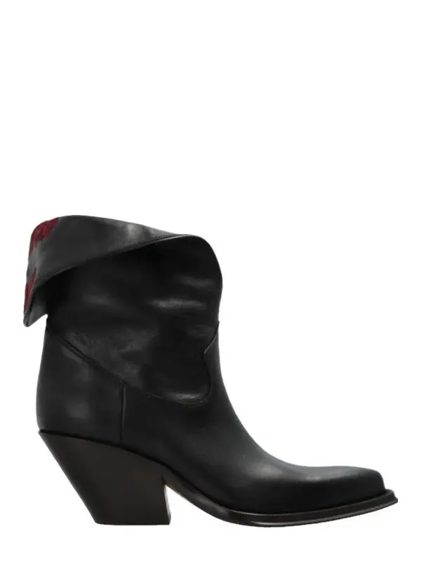Chloé Leather Cowboy Boots With Quilted Details - Black