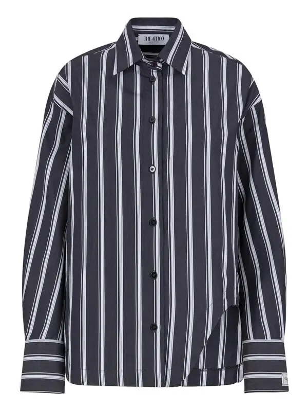 Attico Striped Long-sleeve Shirt - Black