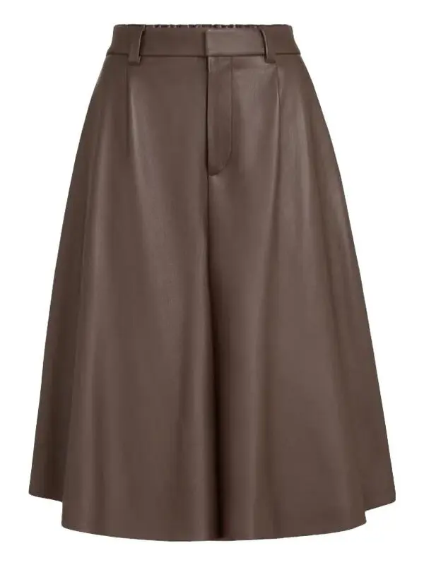Brunello Cucinelli Nappa Leather Wide Bermuda Shorts With Monili Embellishment - Rust-brown