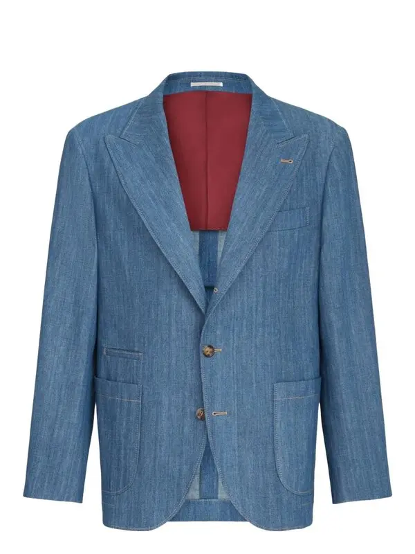 Brunello Cucinelli Peak-lapel Blazer - Medium Denim