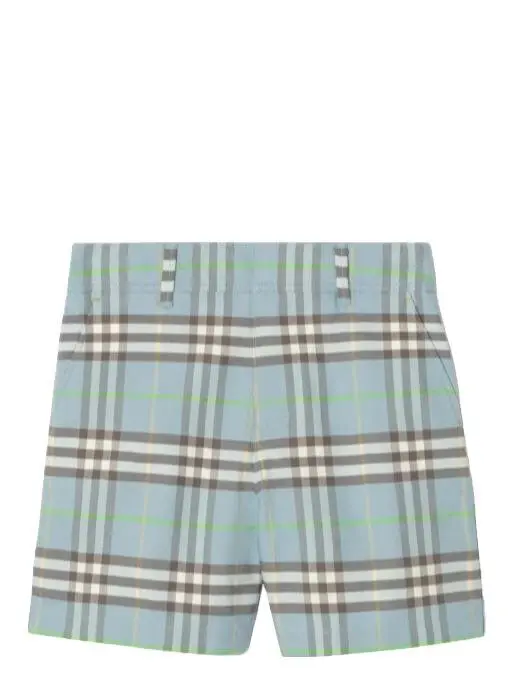 Burberry Check Cotton Shorts - Mist Blue