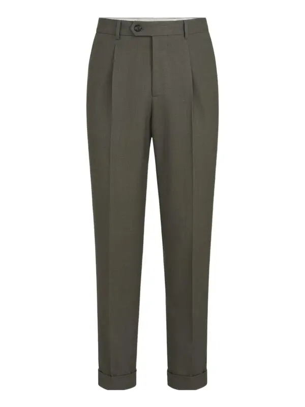 Brunello Cucinelli Virgin Wool Canvas Trousers - Forest