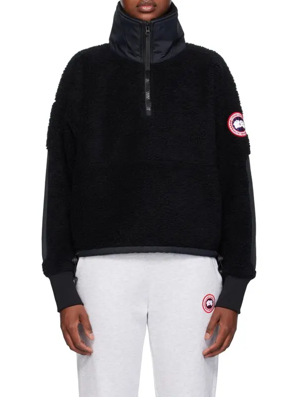 Canada Goose Stand Collar Zip-up Fleece Hoodie - Black