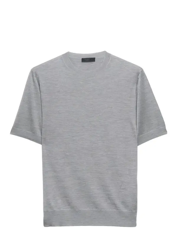 Prada Short-sleeved Silk Crew Neck Sweater - Grey