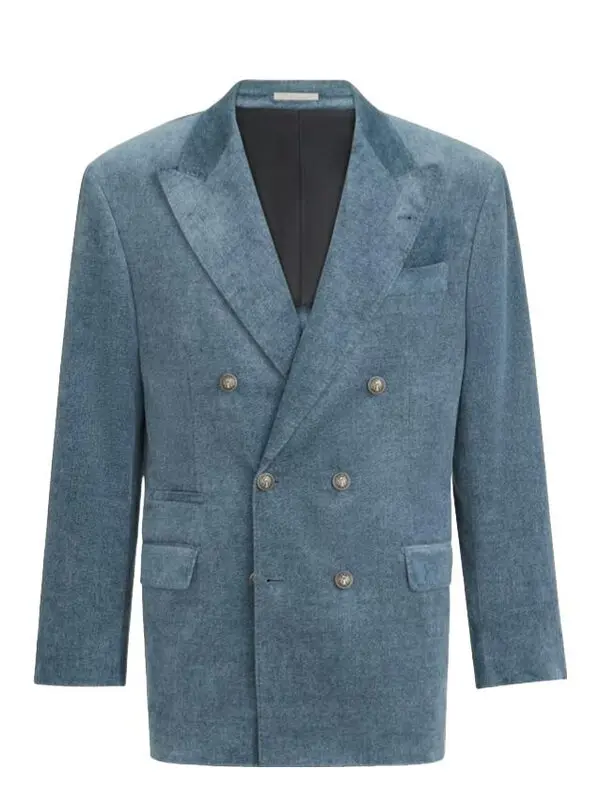 Brunello Cucinelli Peaked-lapel Blazer - Sky-blue
