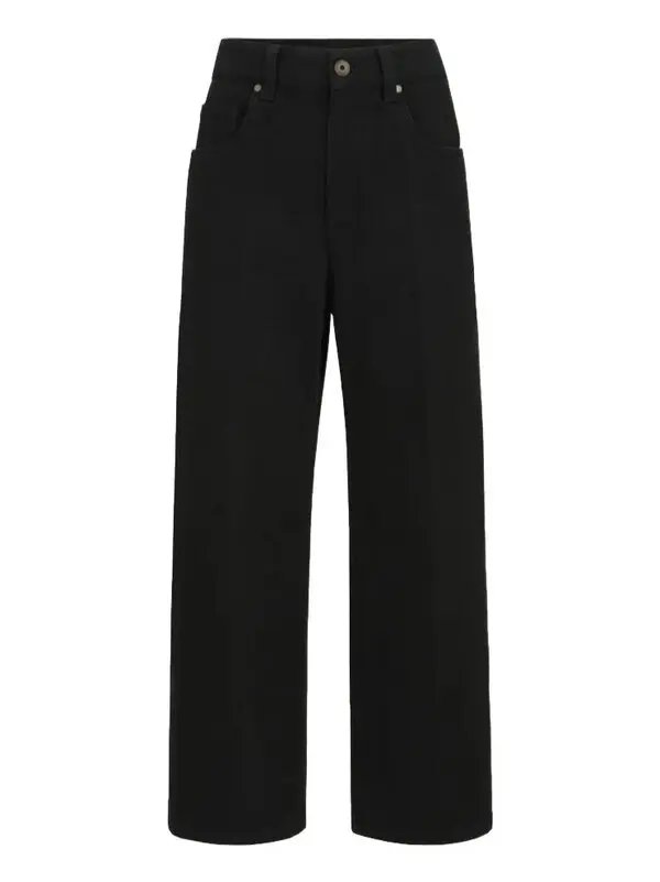 Brunello Cucinelli Contemporary Dyed Denim Trousers With Monili Embellishment - Black