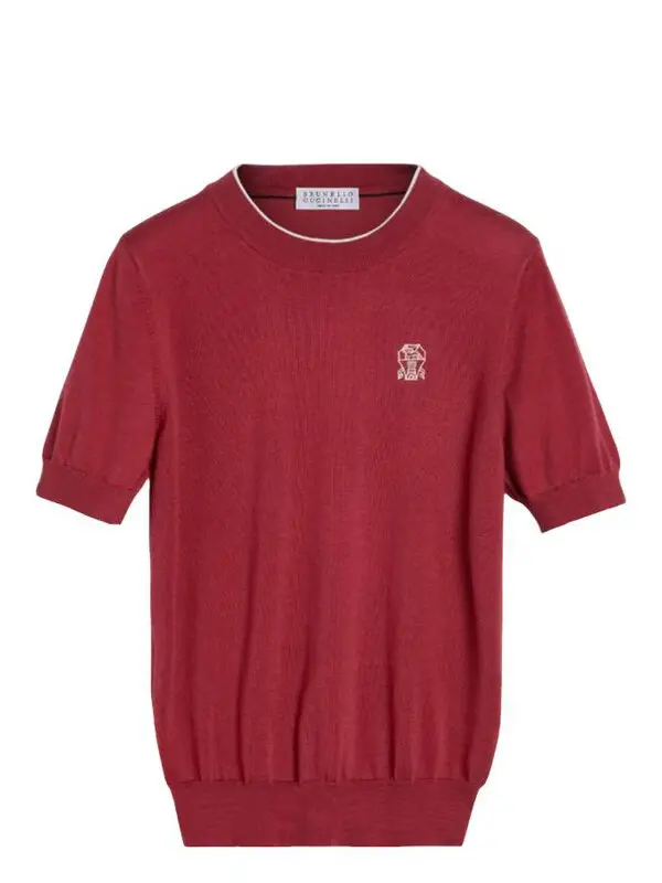 Brunello Cucinelli Knit Logo T-shirt - Red