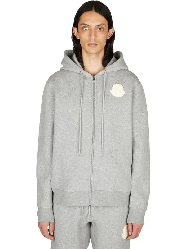 Moncler Logo-patch Zip-up Hoodie - Grey
