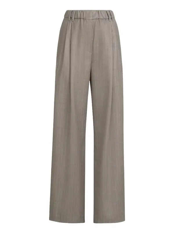 Brunello Cucinelli Virgin Wool Pinstripe Trousers With Monili - Gray