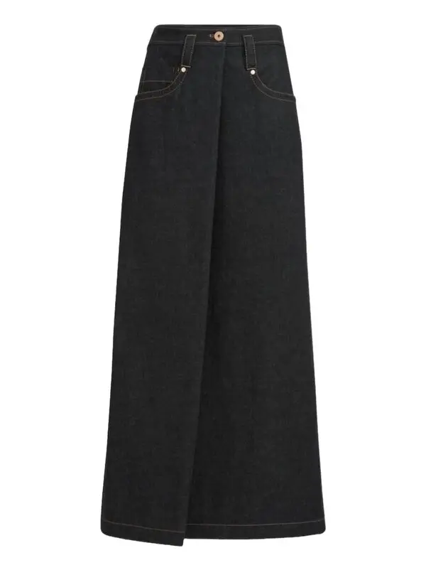 Brunello Cucinelli Monili Embellished Five-pocket Denim Skirt - Black