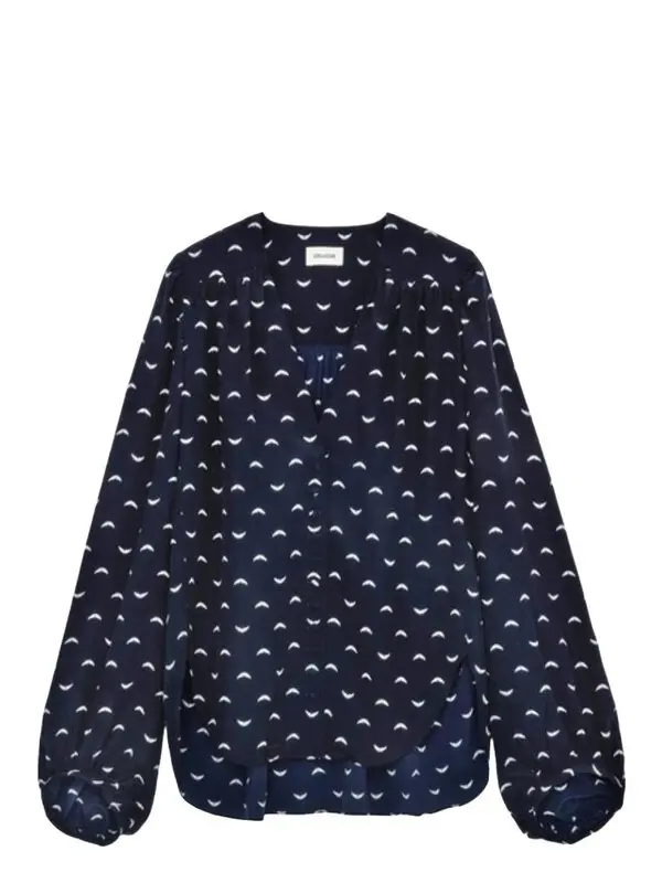Zadig&Voltaire Printed V-neck Long Sleeve Shirt - Black
