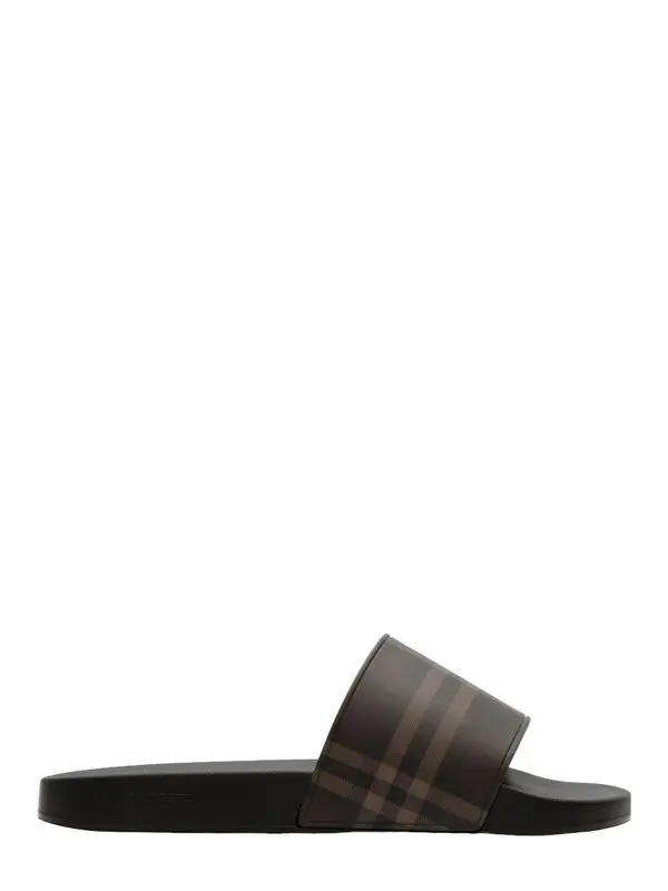 Burberry Check Slides - Dark Brown