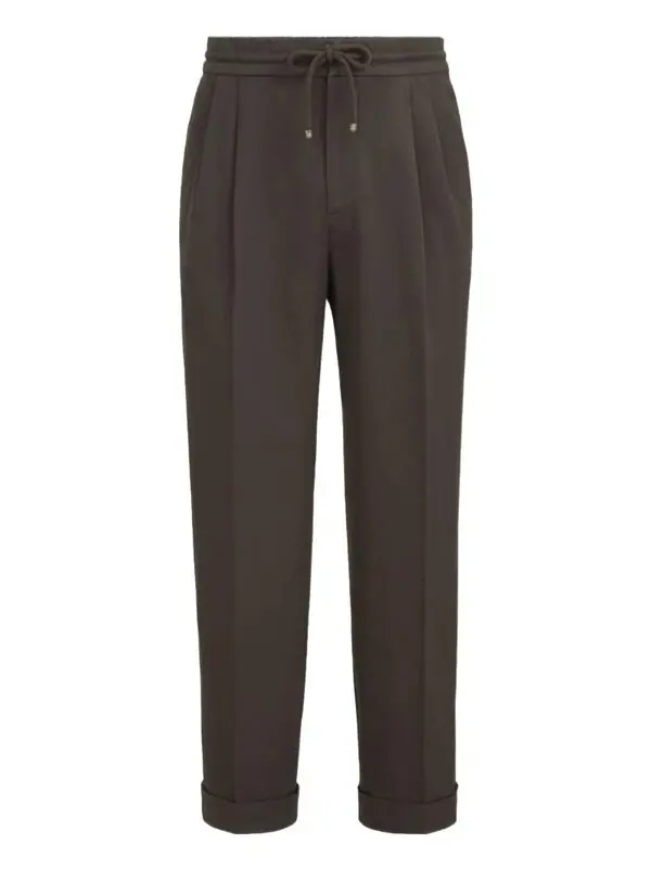 Brunello Cucinelli Garment-dyed Twisted Cotton Gabardine Trousers With Double Pleats - Brown