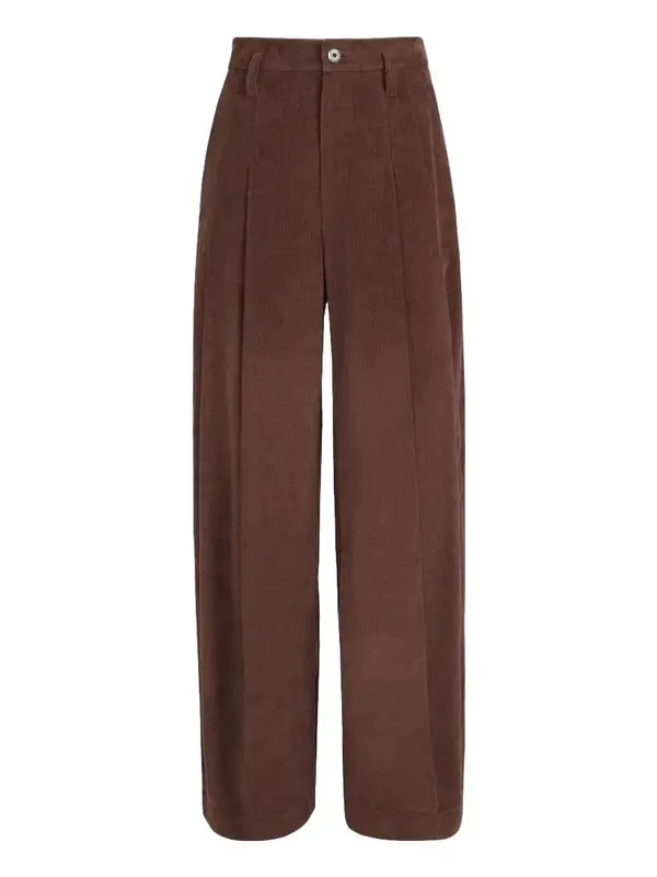 Brunello Cucinelli Stretch Cotton And Cashmere Corduroy Baggy Trousers With Monili Embellishment - Chocolate