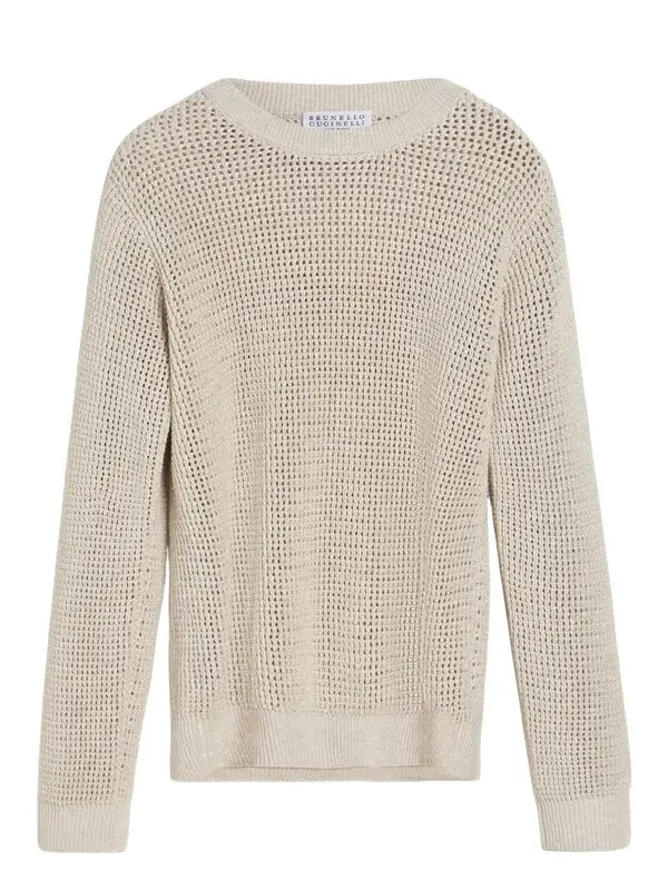 Brunello Cucinelli Ribbed Net Sweater - Oat