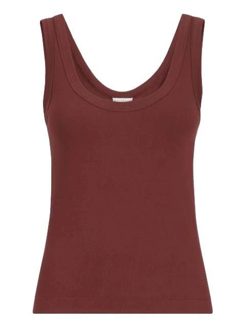Brunello Cucinelli Ribbed Jersey Tank With Monili Detail - Wine
