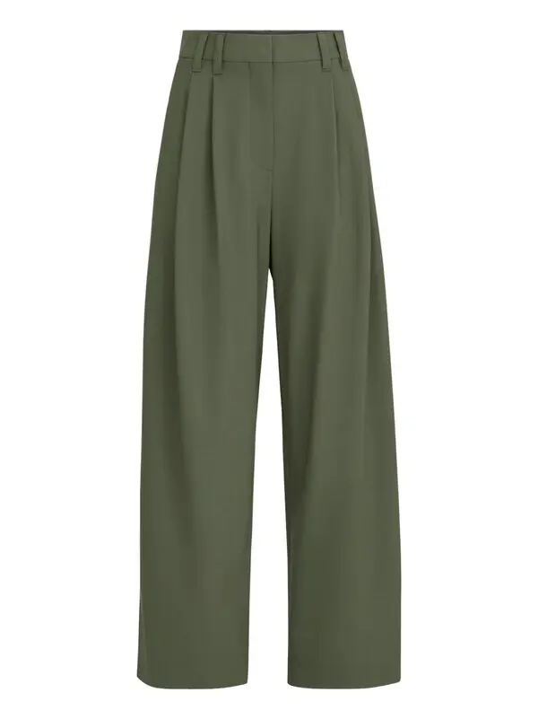 Brunello Cucinelli Tropical Wool Tailored Trousers With Monili - Green