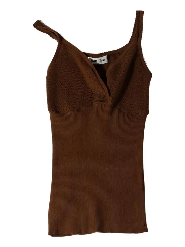 Miu Miu Cotton Knit V-neck Top - No