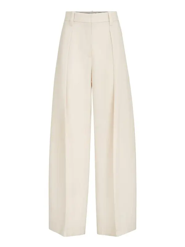 Brunello Cucinelli Wool Pleated Straight-leg Trousers - Milk