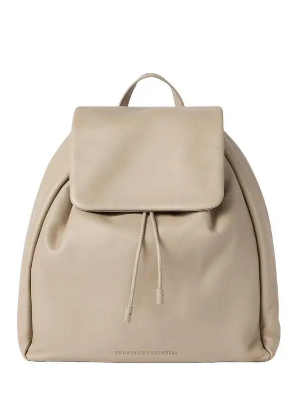 Brunello Cucinelli Leather City Backpack - Light Yellow
