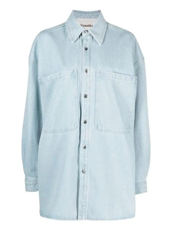 Nanushka Beaux Sun-bleached Denim Shirt - Blue
